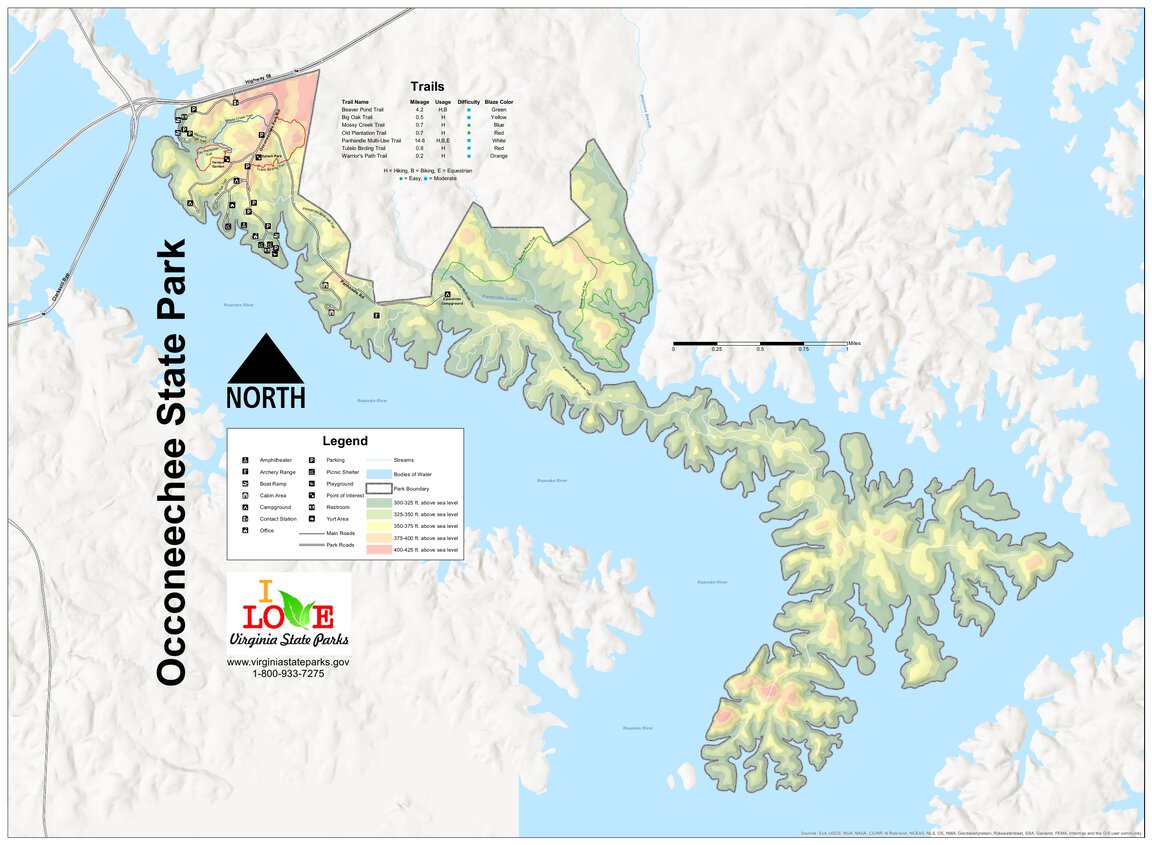 Occoneechee State Park Map by Virginia State Parks | Avenza Maps
