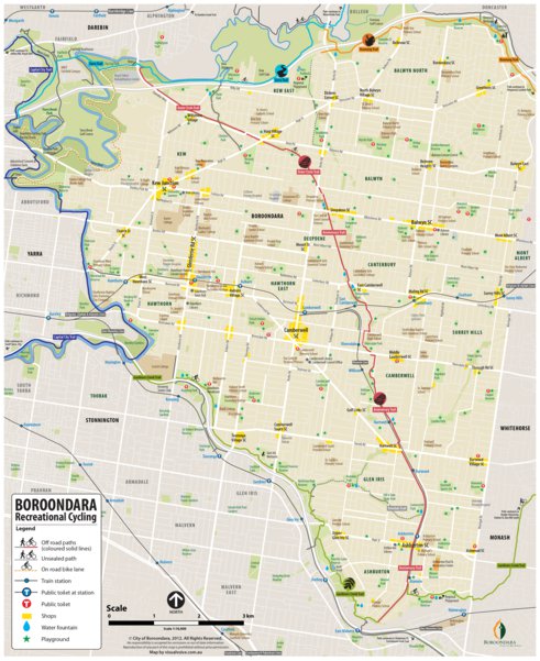 Boroondara Recreational Cycling Map by Visualvoice | Avenza Maps