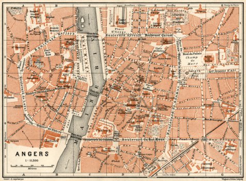 Angers city Map, 1913 by Waldin | Avenza Maps