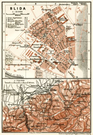 Blida town plan, 1909 Map by Waldin | Avenza Maps