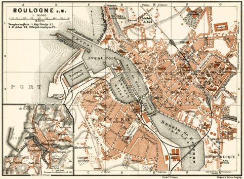Boulogne-sur-Mer city Map, 1913 by Waldin | Avenza Maps