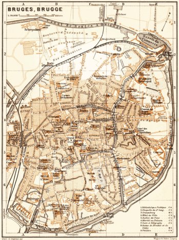 Brügge (Bruges) town plan, 1904 Map by Waldin | Avenza Maps