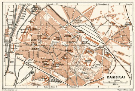 Cambrai city Map, 1913 by Waldin | Avenza Maps
