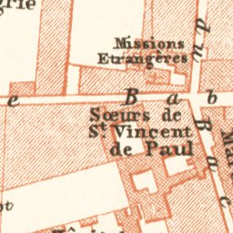 Central Paris districts Map: Invalides and Luxembourg, 1903 by Waldin ...