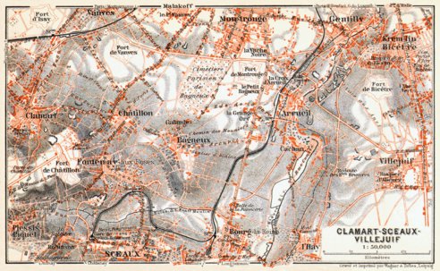 Clamart-Sceaux-Villejuif Map, 1910 by Waldin | Avenza Maps