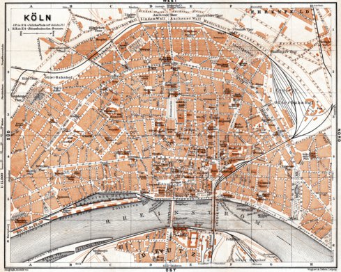 Cologne (Köln) city Map, 1905 by Waldin | Avenza Maps