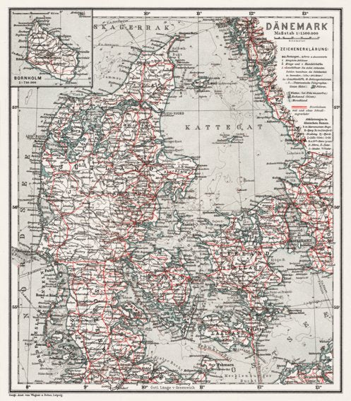 Denmark General Map, 1911 by Waldin | Avenza Maps