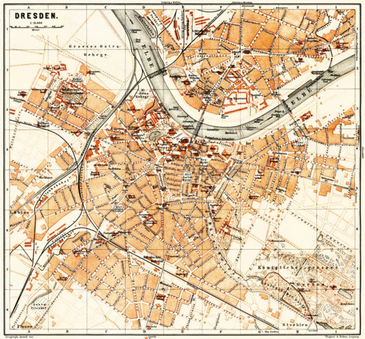 Dresden city Map, 1887 by Waldin | Avenza Maps