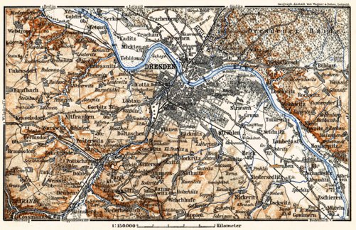 Dresden environs Map, 1887 by Waldin | Avenza Maps