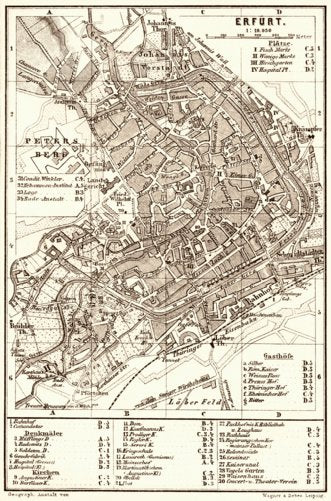 Erfurt city Map, 1887 by Waldin | Avenza Maps