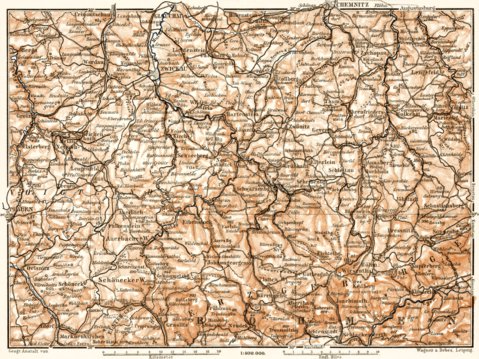 Erzgebirge (Ore) Mountains Map, 1911 by Waldin | Avenza Maps