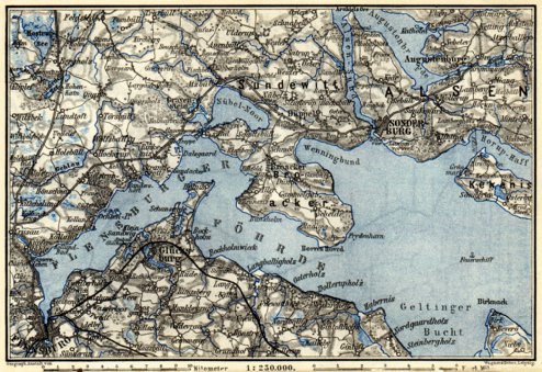 Flensburg and environs Map, 1887 by Waldin | Avenza Maps