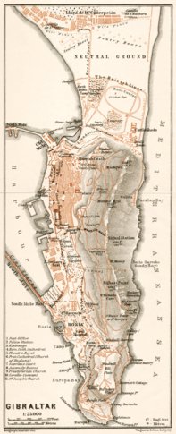 Gibraltar and environs Map, 1911 by Waldin | Avenza Maps