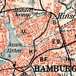 Hamburg, Altona and environs Map, 1911 by Waldin | Avenza Maps