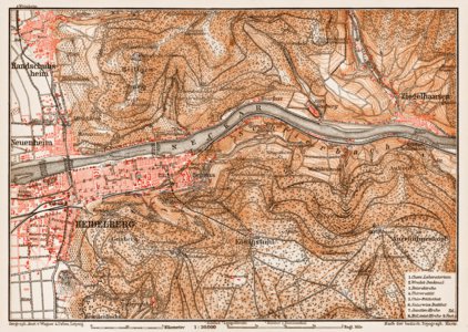 Heidelberg and nearer environs Map, 1909 by Waldin | Avenza Maps