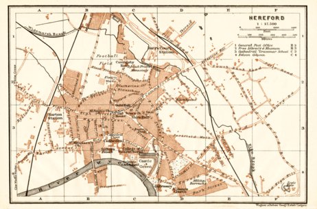 Hereford city Map, 1906 by Waldin | Avenza Maps