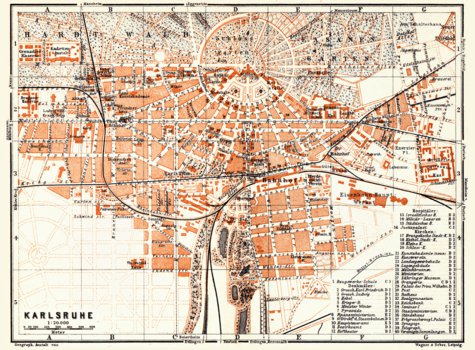 Karlsruhe city Map, 1905 by Waldin | Avenza Maps