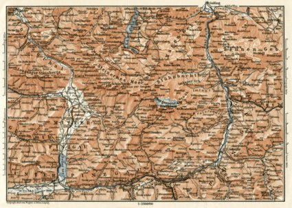 Königssee and environs, Salzach and Salzach Valley, 1906 Map by Waldin ...