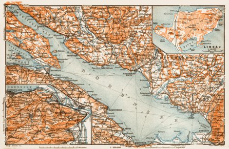 Lake Constance (Bodensee) environs Map, 1909 by Waldin | Avenza Maps