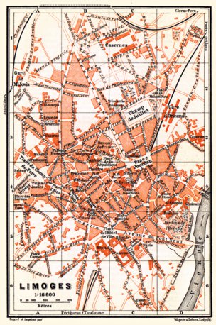 Limoges city Map, 1885 by Waldin | Avenza Maps