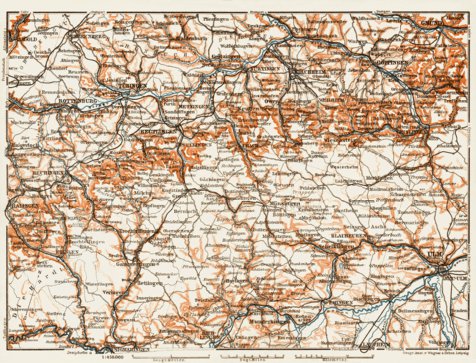 Map of the Central Swabian Jura (Mittlere Schwäbische Alb), 1909 by ...