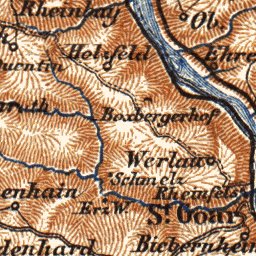 Map of the Course of the Rhine from Bingen to Coblenz, 1887 by Waldin ...