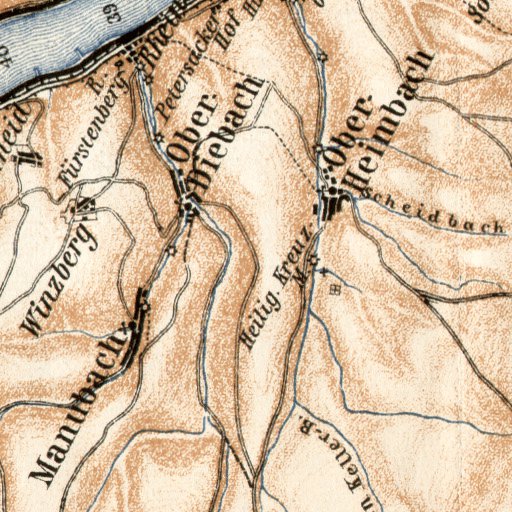 Map of the Course of the Rhine from Coblenz to Bingen, 1906 by Waldin ...