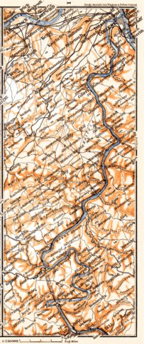 Map of the Course of the Rhine from Coblenz to Zell, 1905 by Waldin ...