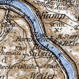 Map of the Course of the Rhine from Koblenz to Rüdesheim, 1927 by ...