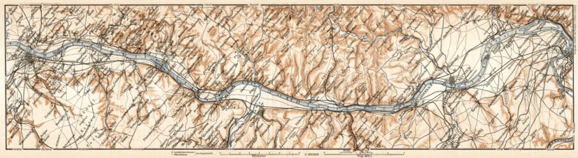 Map of the Course of the Rhine from Köln (Cologne) to Coblenz, 1906 by ...