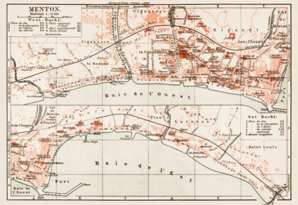 Menton town plan, 1913 Map by Waldin | Avenza Maps