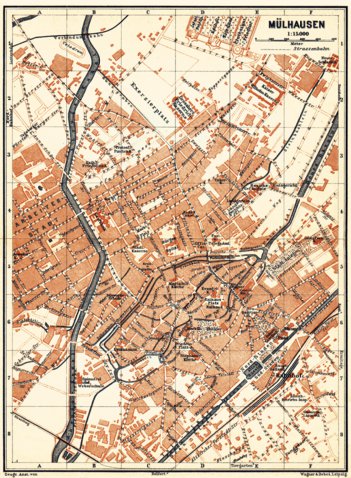 Mülhausen (Mulhouse) city Map, 1905 by Waldin | Avenza Maps