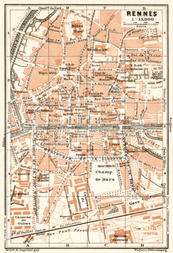 Rennes city Map, 1909 by Waldin | Avenza Maps