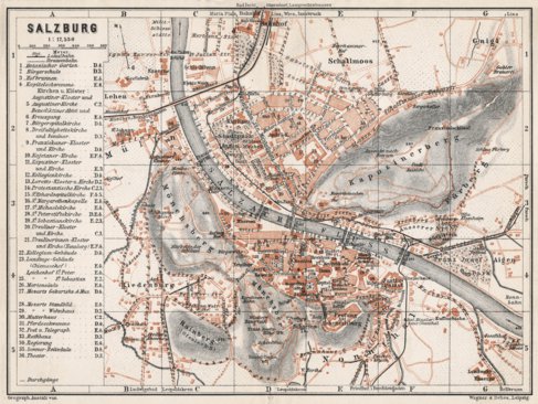 Salzburg town plan, 1910 Map by Waldin | Avenza Maps