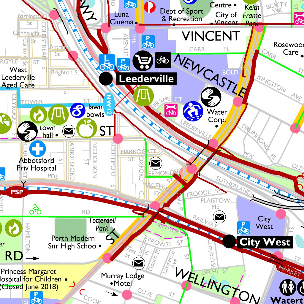 City of Cambridge - Walking Cycling Map by Western Australia Department ...