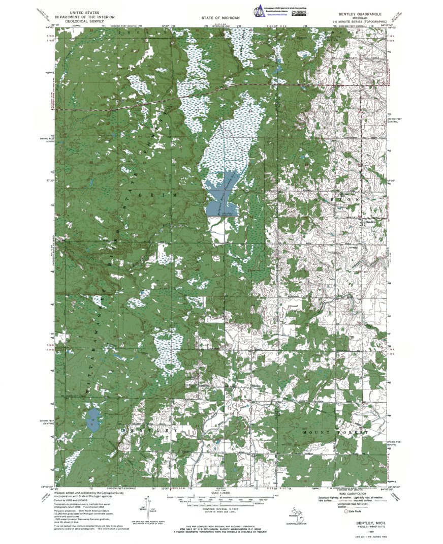 MI-Bentley: Authoritative US Topos 1969 Map by Western Michigan ...