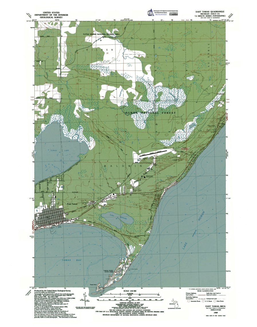 MI-East Tawas: Authoritative US Topos 1989 Map by Western Michigan ...