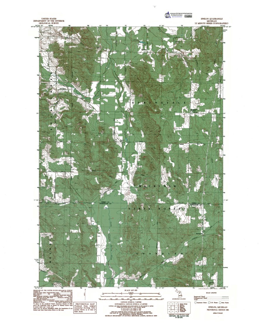 MI-Epsilon: Authoritative US Topos 1983 Map by Western Michigan ...