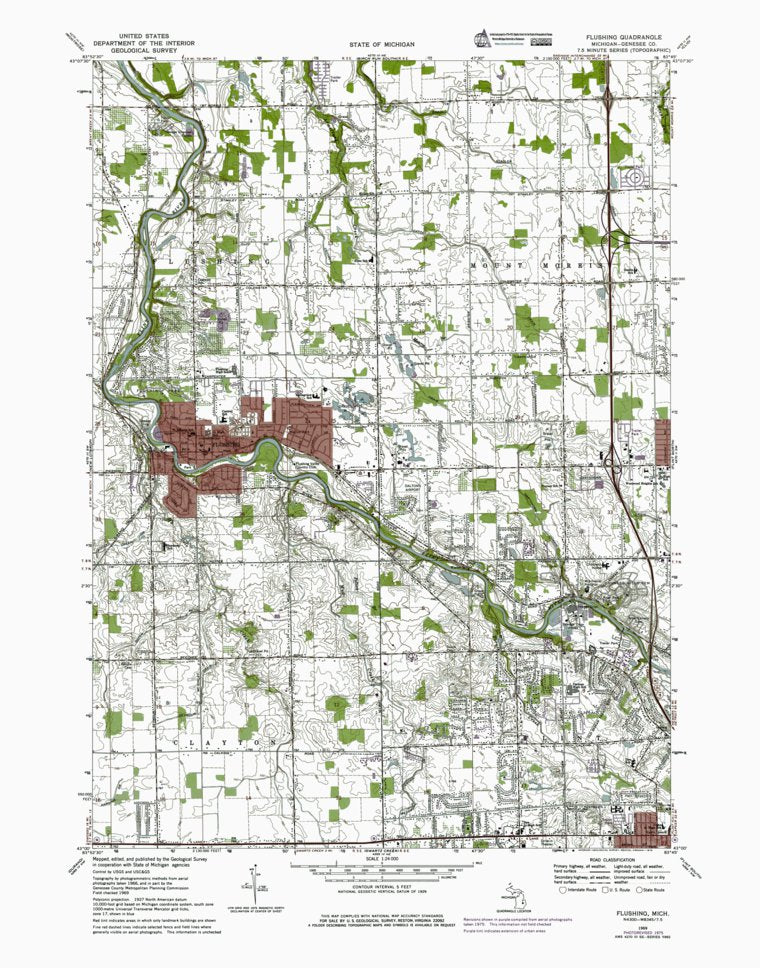MI-Flushing: Authoritative US Topos 1969 Map by Western Michigan ...
