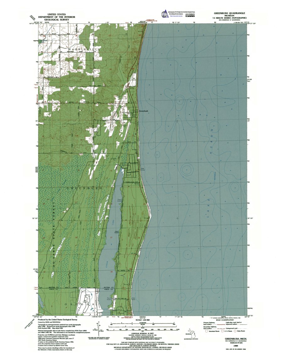 MI-Greenbush: Authoritative US Topos 1989 Map by Western Michigan ...
