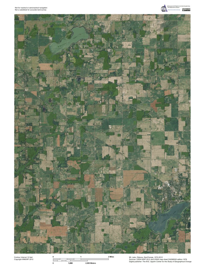 MI-Lake Odessa: GeoChange 1974-2012 Map by Western Michigan University | Avenza Maps