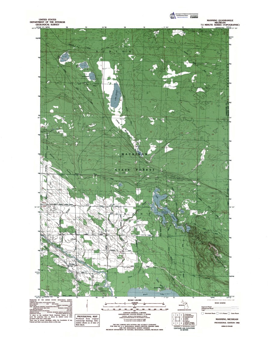MI-Manning: Authoritative US Topos 1982 Map by Western Michigan ...