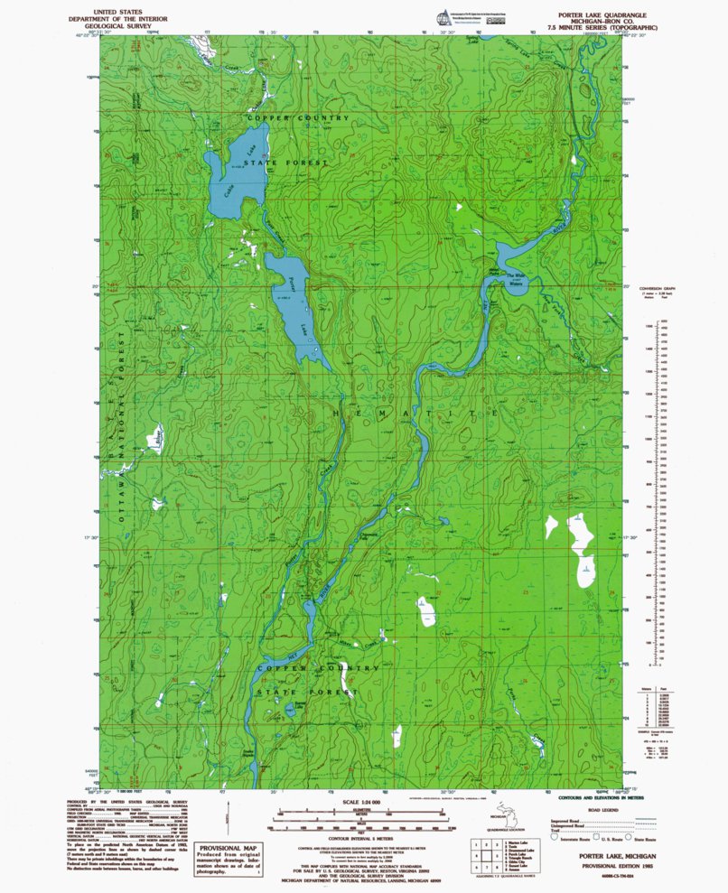 MI-Porter Lake: Authoritative US Topos 1985 Map by Western Michigan ...