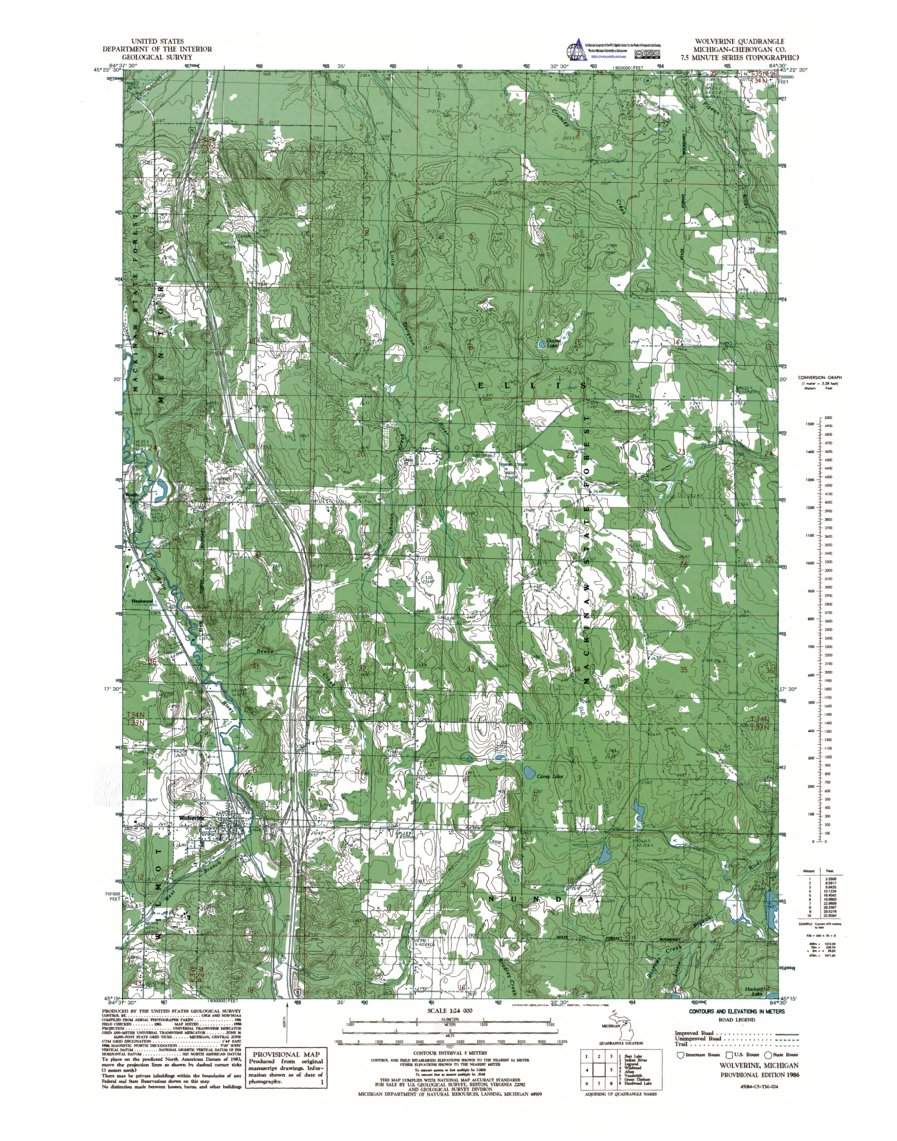 MI-Wolverine: Authoritative US Topos 1986 Map by Western Michigan ...
