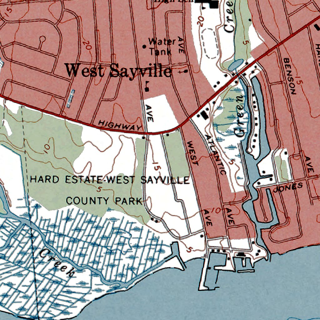 NY-Sayville: Authoritative US Topos 1967 Map by Western Michigan ...