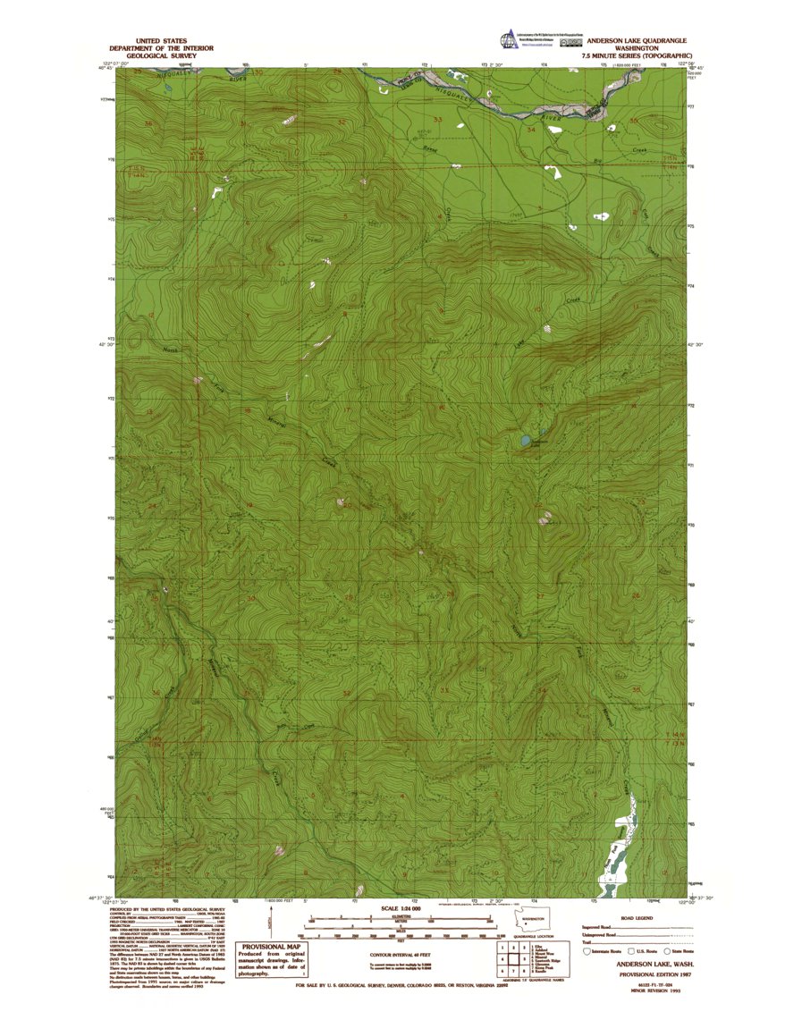 WA-Anderson Lake: Authoritative US Topos 1987 Map by Western Michigan ...