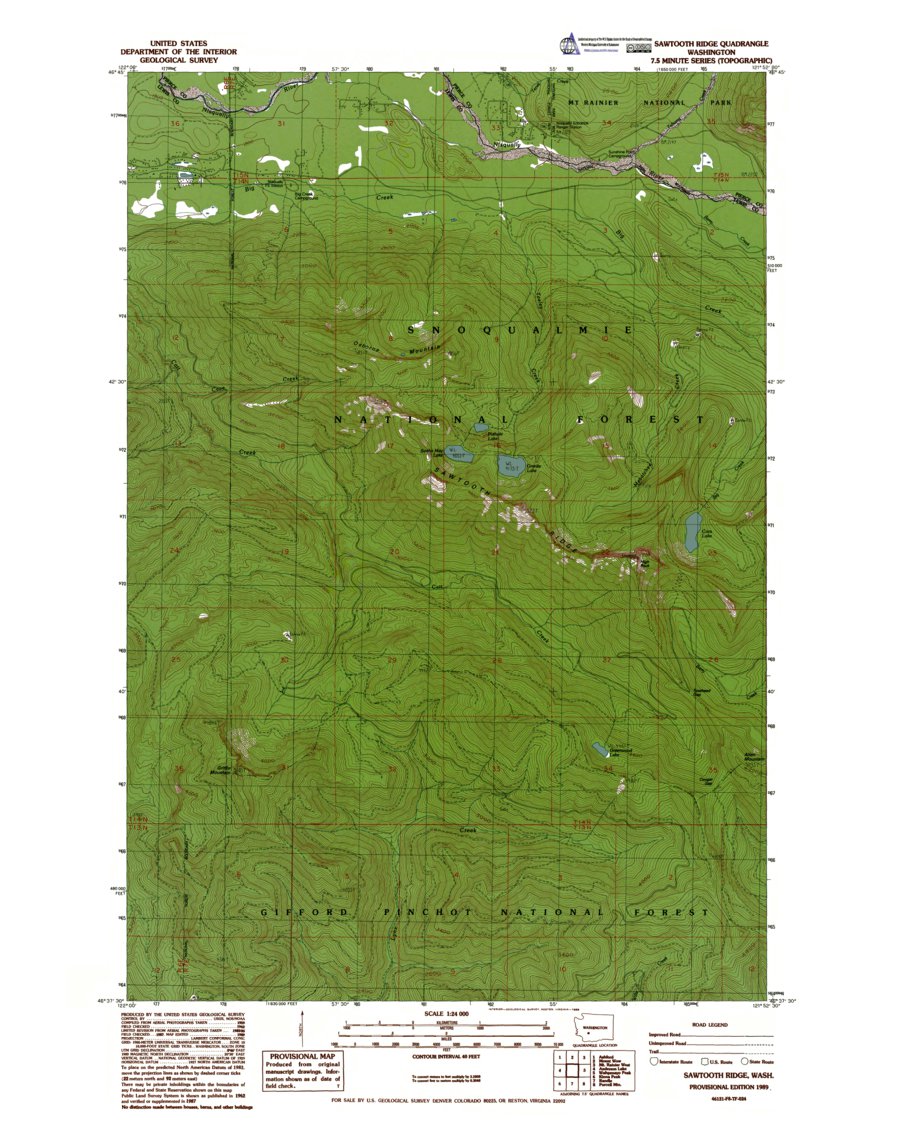 WA-Sawtooth Ridge: Authoritative US Topos 1989 Map by Western Michigan ...