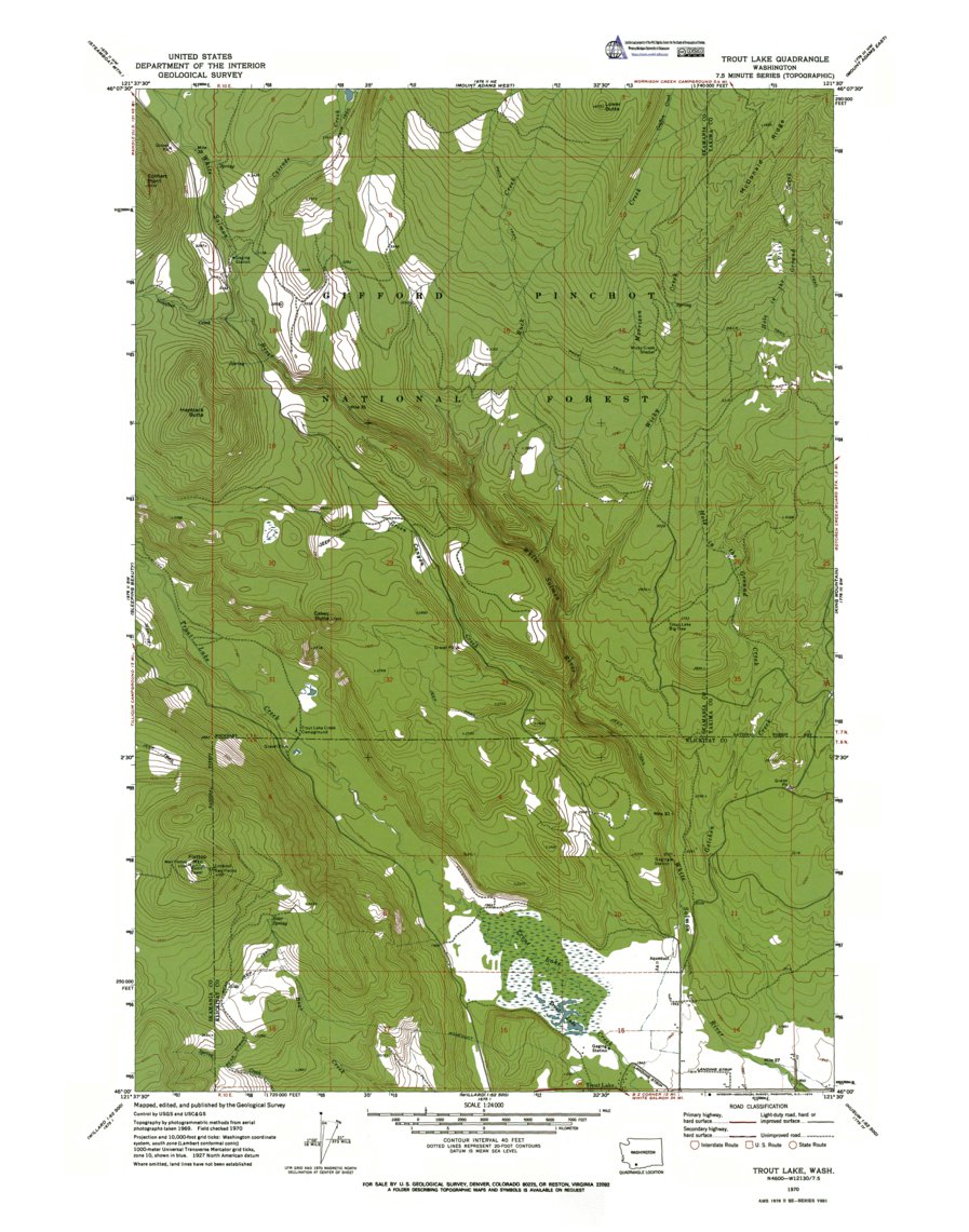 WA-Trout lake: Authoritative US Topos 1970 Map by Western Michigan ...
