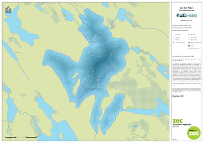 Carte bathymétrique du lac des Aigles de la zec Chapeau-de-Paille (2023 ...